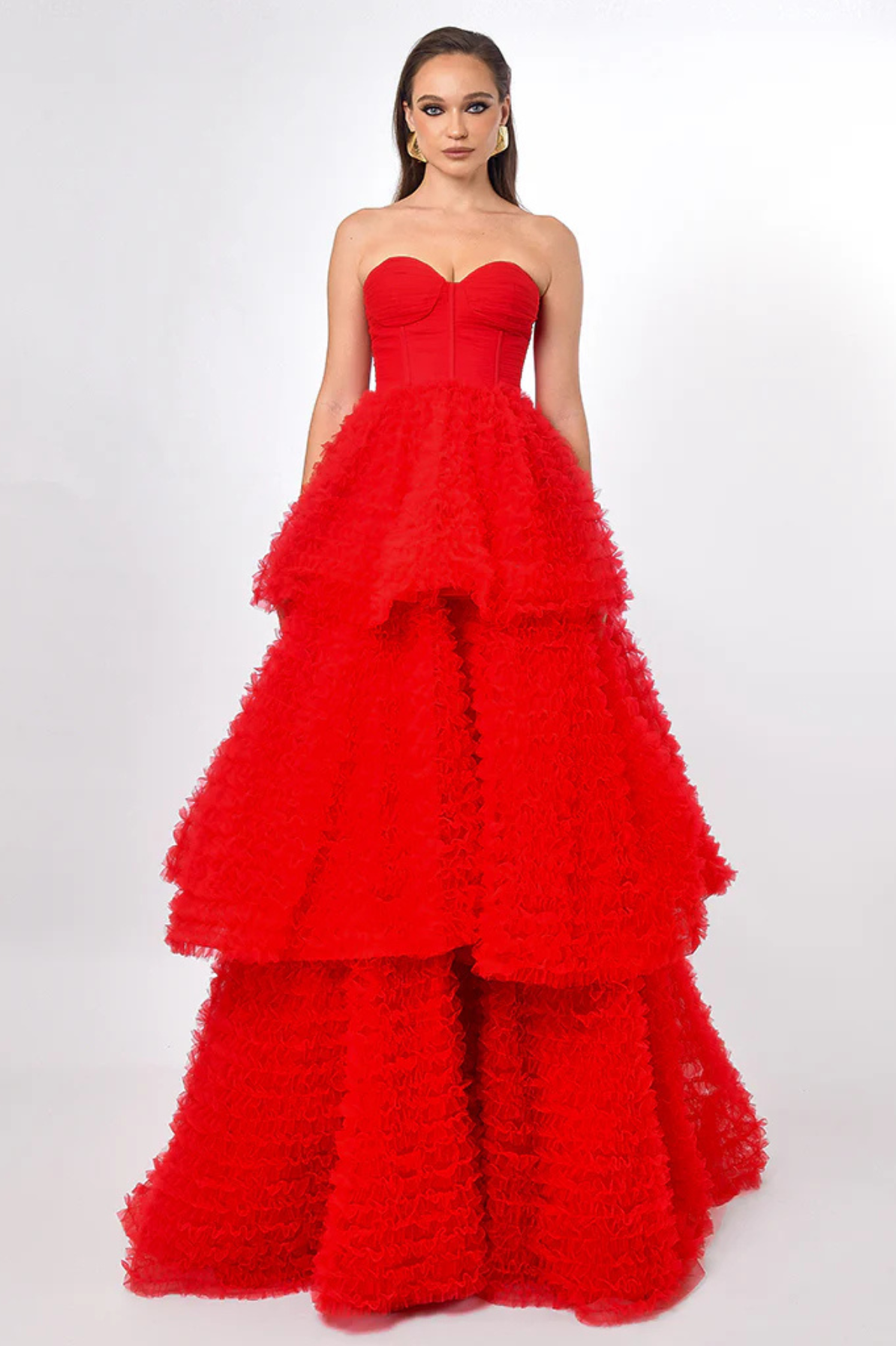 Godiva Pleated Tulle Tiered Ball Gown by Bariano - RENTAL – The Fitzroy